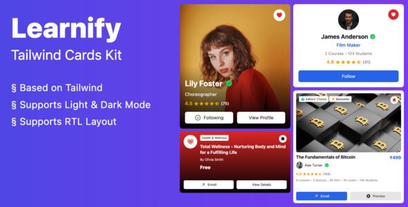 Learnify - Tailwind Cards Kit - code.market