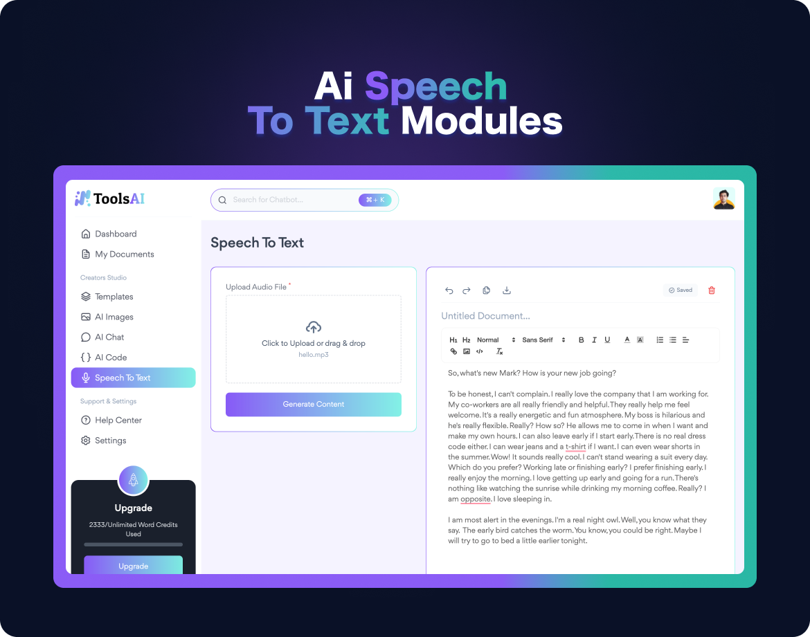 ToolsAi - Ai Content, Image, Chatbot, Code and Speech - code.market