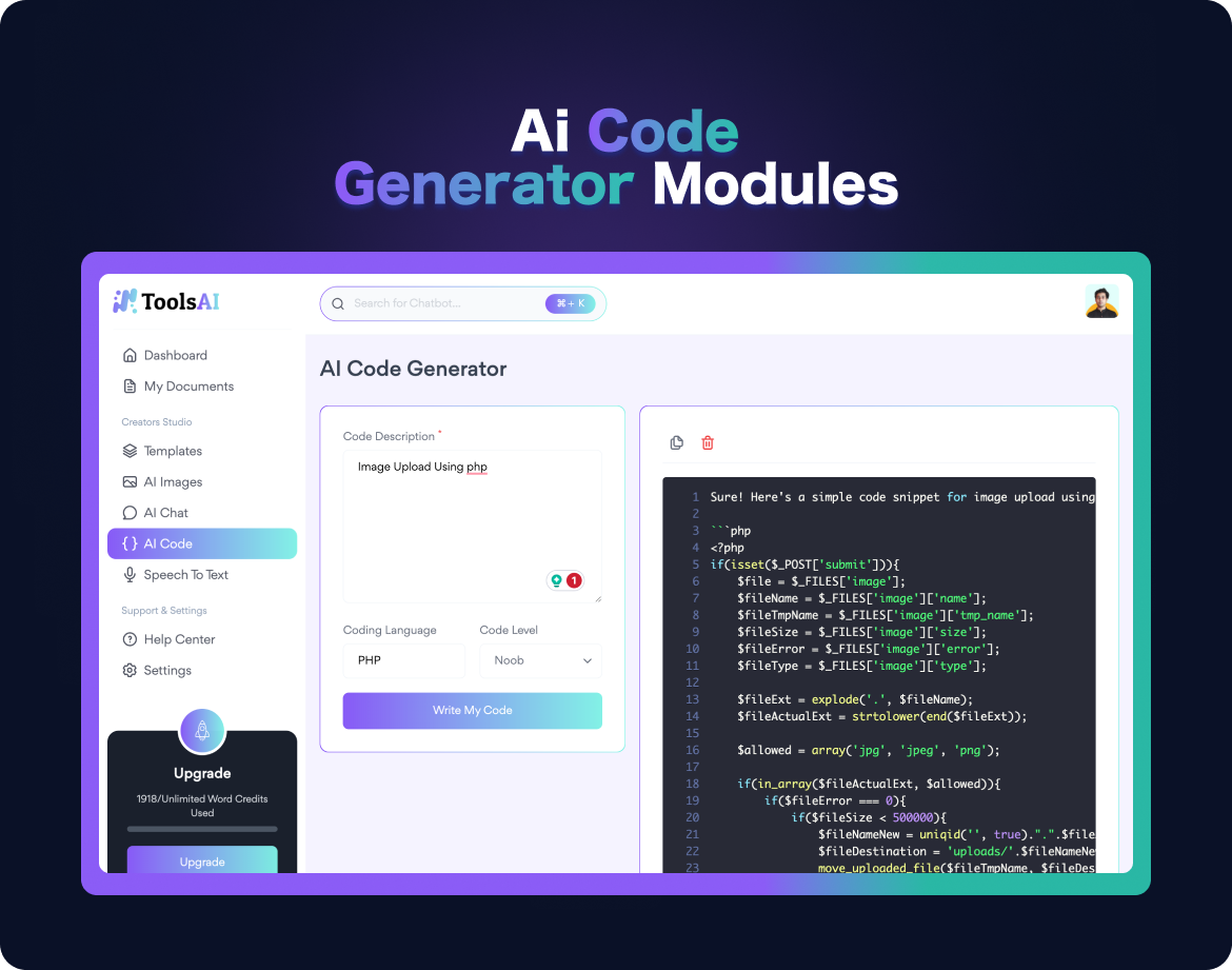 ToolsAi - Ai Content, Image, Chatbot, Code and Speech - code.market