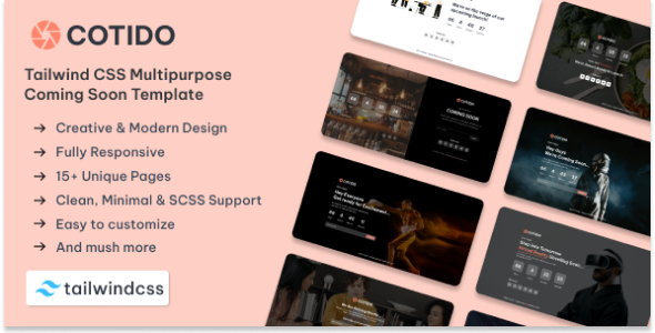 Cotido - Tailwind CSS Coming Soon HTML Template - code.market