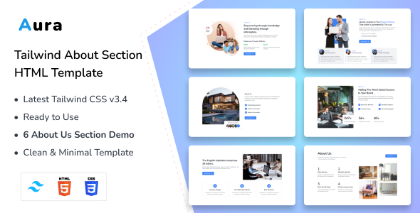 Aura – Tailwind CSS About Us HTML Template - code.market