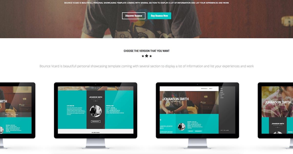 BOUNCE - Responsive One Page Vcard Template - code.market