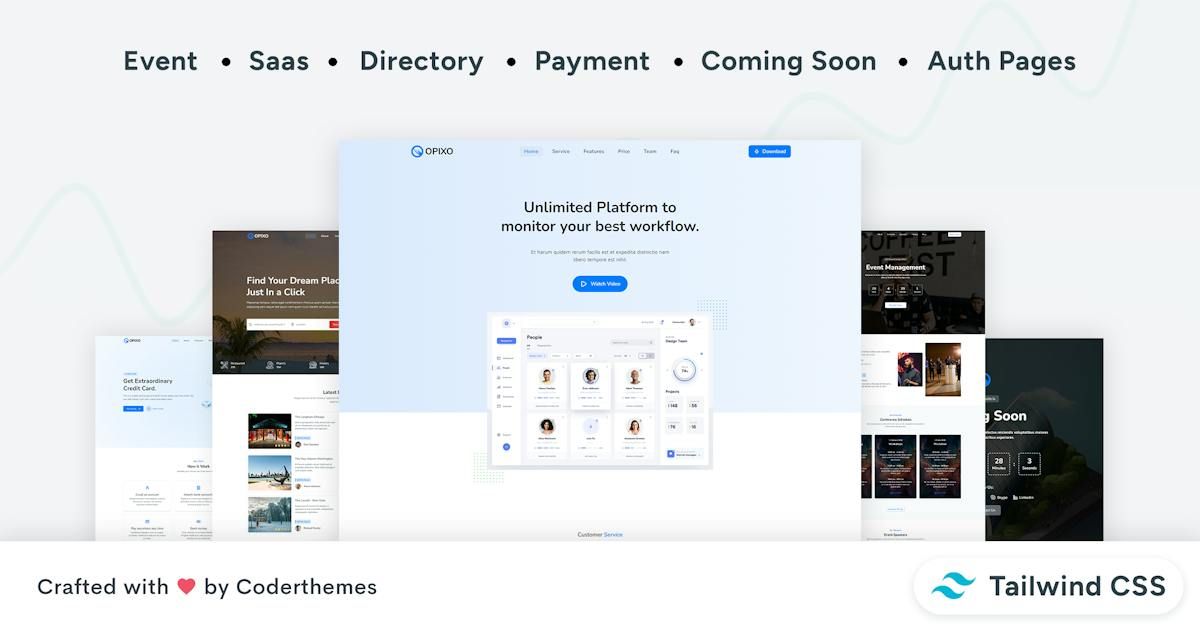 Opixo - Tailwind CSS Landing & Coming Soon Pages - code.market
