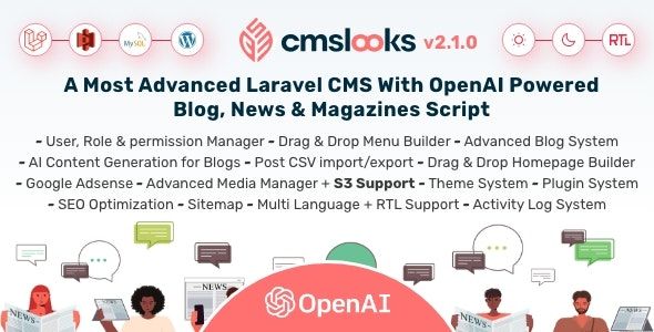 CMSLooks SAAS | OpenAI Powered Blog, News & Magazines - code.market