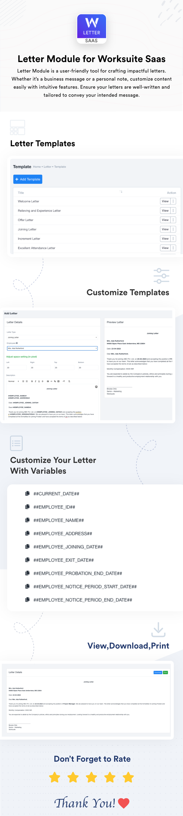 Letter Module for Worksuite SAAS - code.market