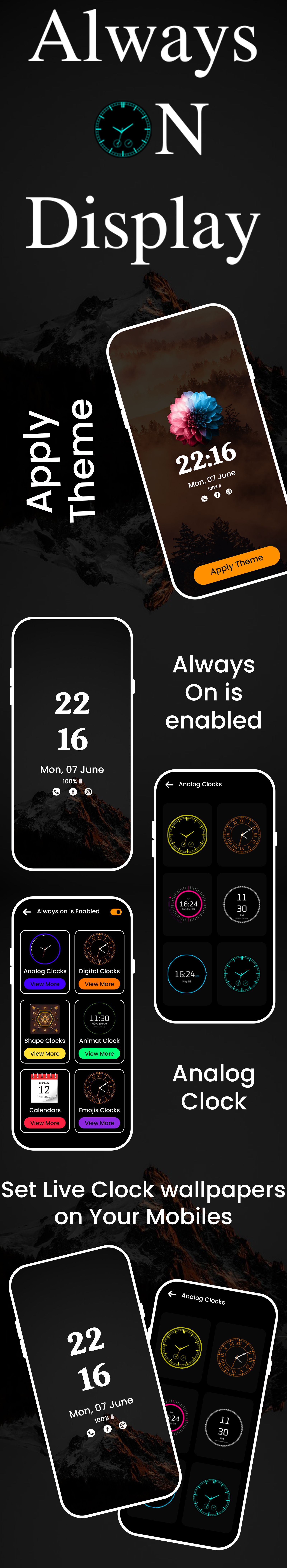 Always on Display - AOD -Screen On - Digital Clocks - - code.market