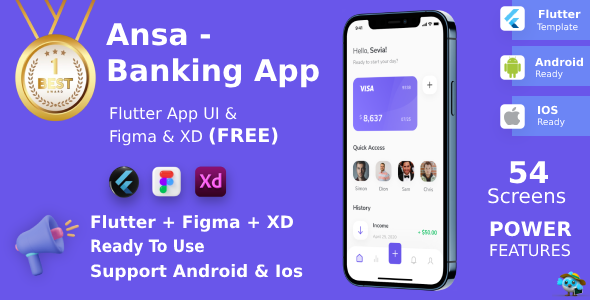 Ansa ANDROID + IOS + FIGMA + XD | UI Kit | Flutter | - code.market