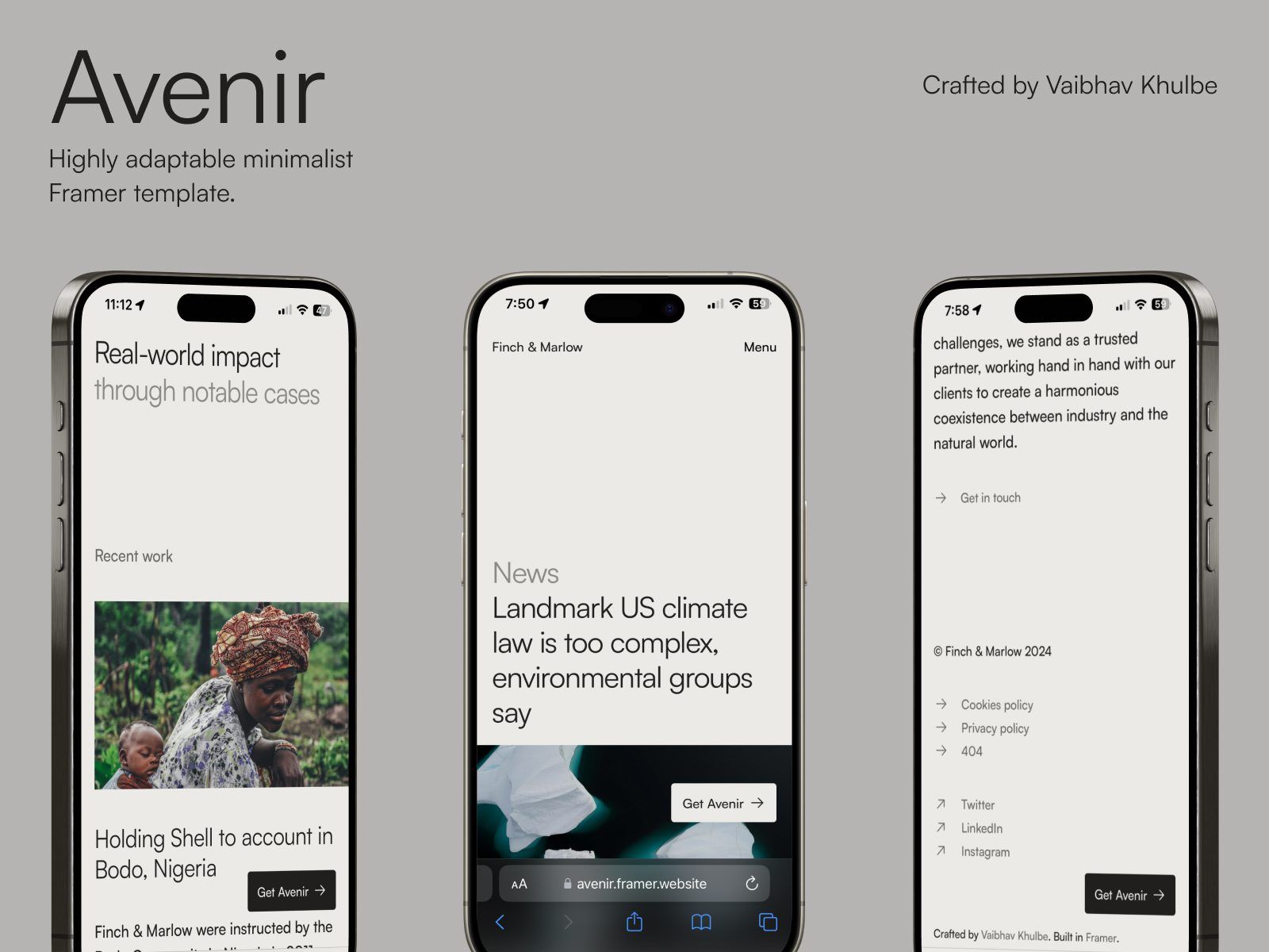 Avenir Framer Template - code.market