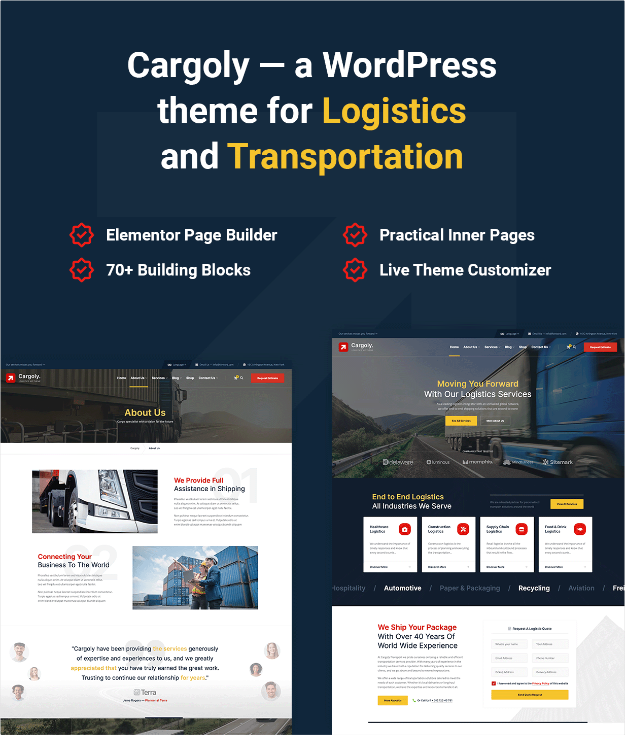 Cargoly - Logistics & Transportation WordPress Theme - code.market