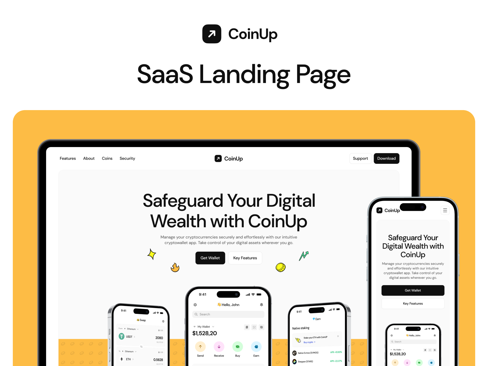 CoinUp SaaS Landing Page - code.market
