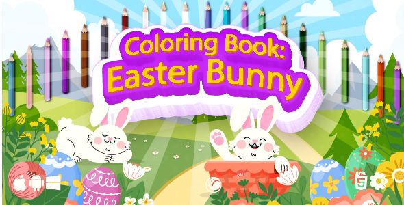 Coloring Book: Easter Bunny | HTML5 Construct Game - code.market
