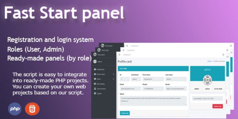 Fast Start PHP Registration and Login System by Basspro - code.market