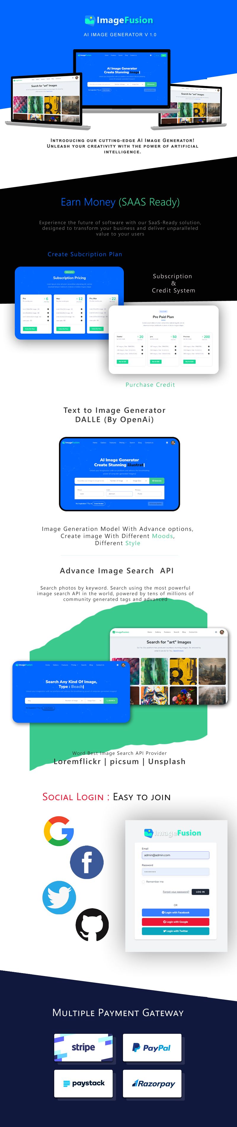 ImageFusion - Ai Image Generator And Gallery SAAS by Admire007 - code.market