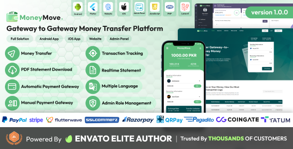 MoneyMove - Gateway to Gateway Money Transfer Platform Full Solution - code.market