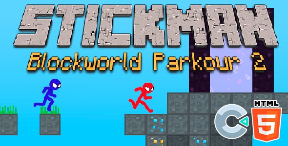 Stickman Blockworld Parkour 2 - HTML5 Game - Construct 3 - code.market