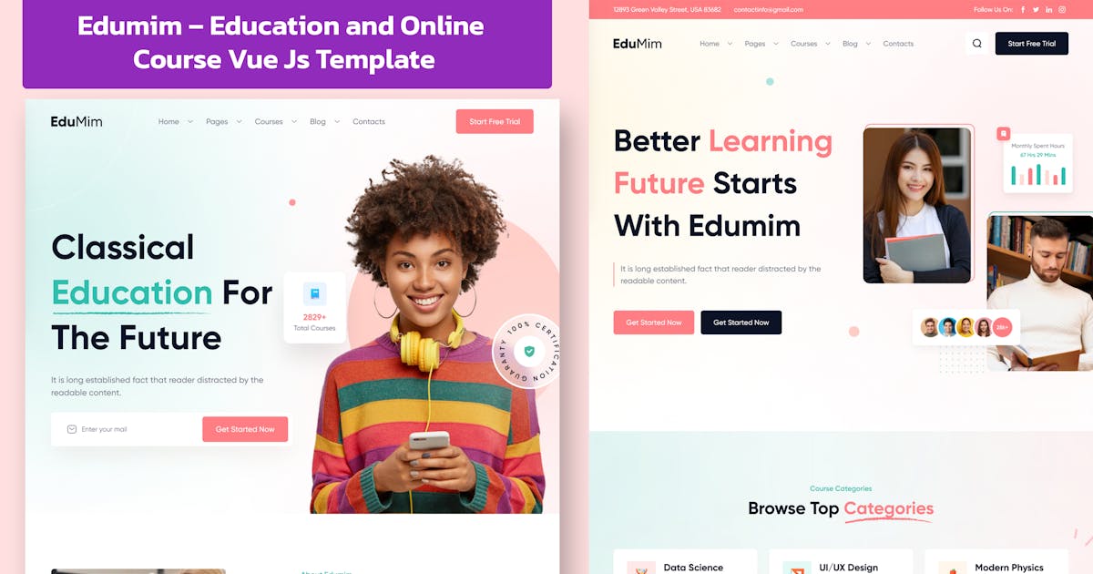 Edumim – Education and Course Vue Js Template - code.market