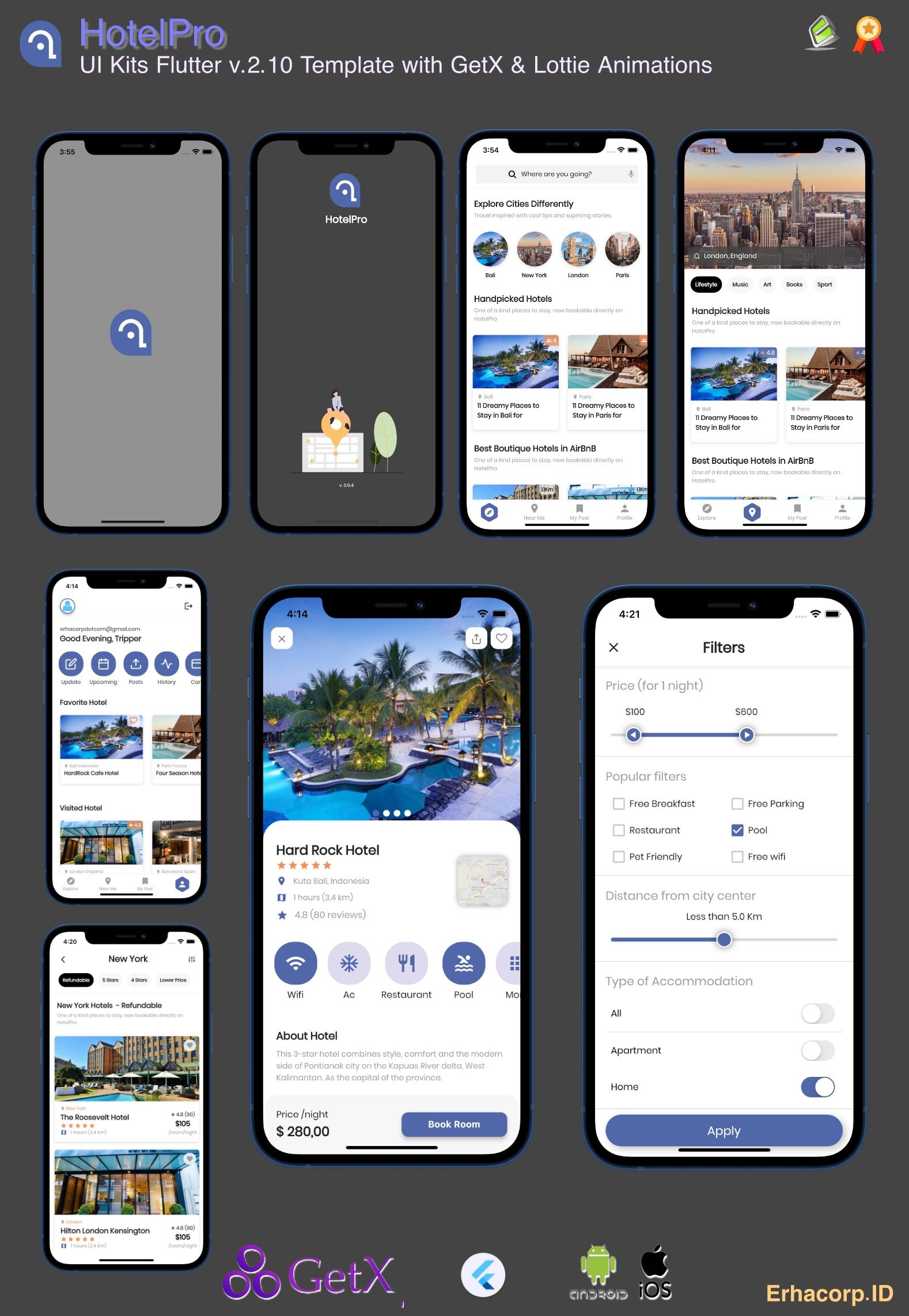 HotelPro - Flutter Template UI Kit by Erhacorpdotcom - code.market