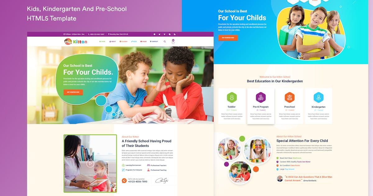 Kids Kindergarten And Pre-School HTML Template - code.market