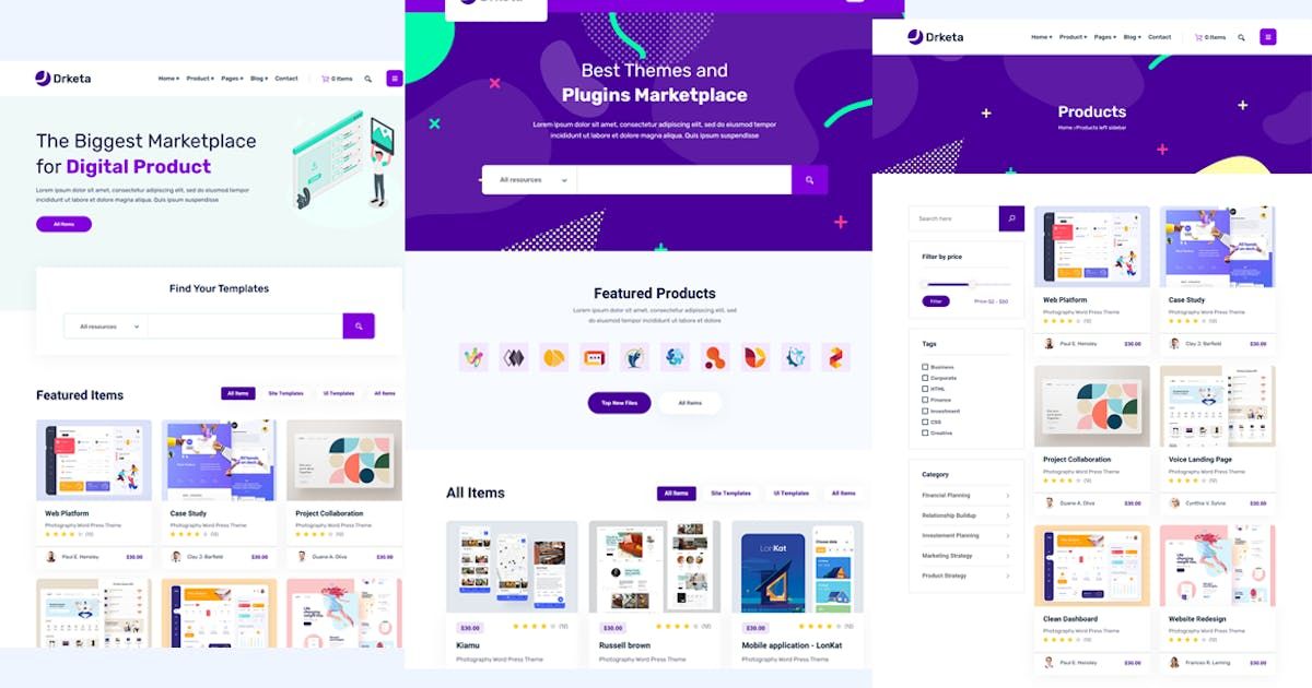 Modern Digital Product Marketplace HTML Template - code.market