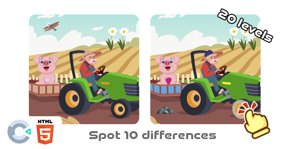 Spot the difference - The Farm - HTML5 Game - Construct 3 - code.market