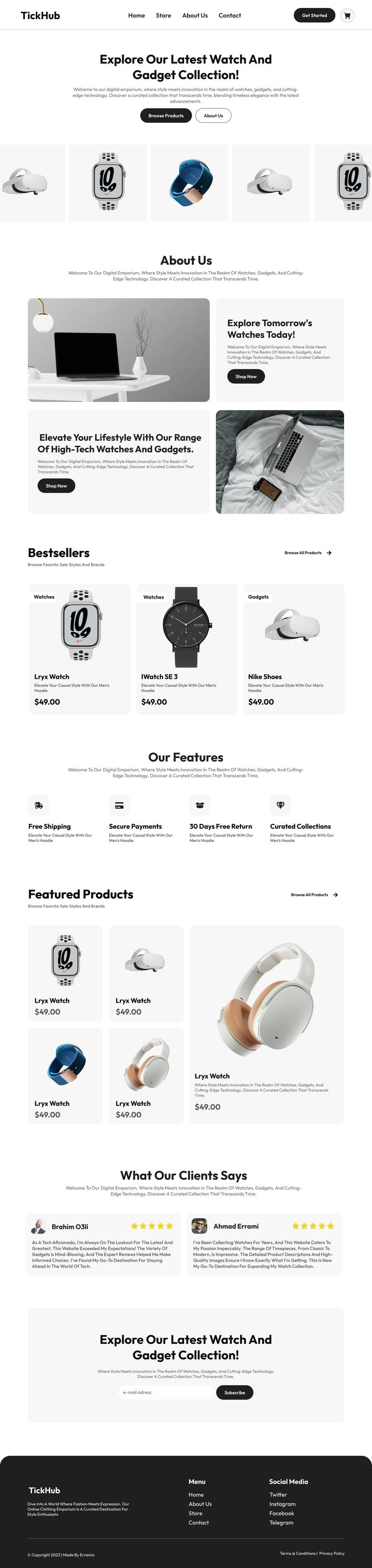 TickHub - Electronics Store Ecommerce Website Template - code.market