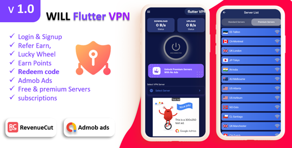 WILL Flutter VPN App - VPN App | Secure VPN & Fast VPN - code.market
