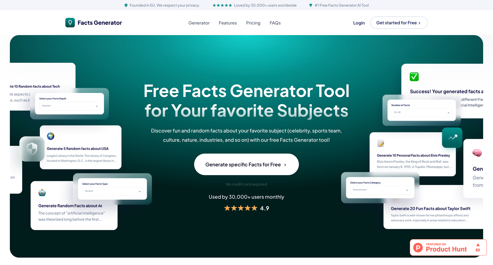 Free Facts AI Generator Tool for Your favorite - code.market