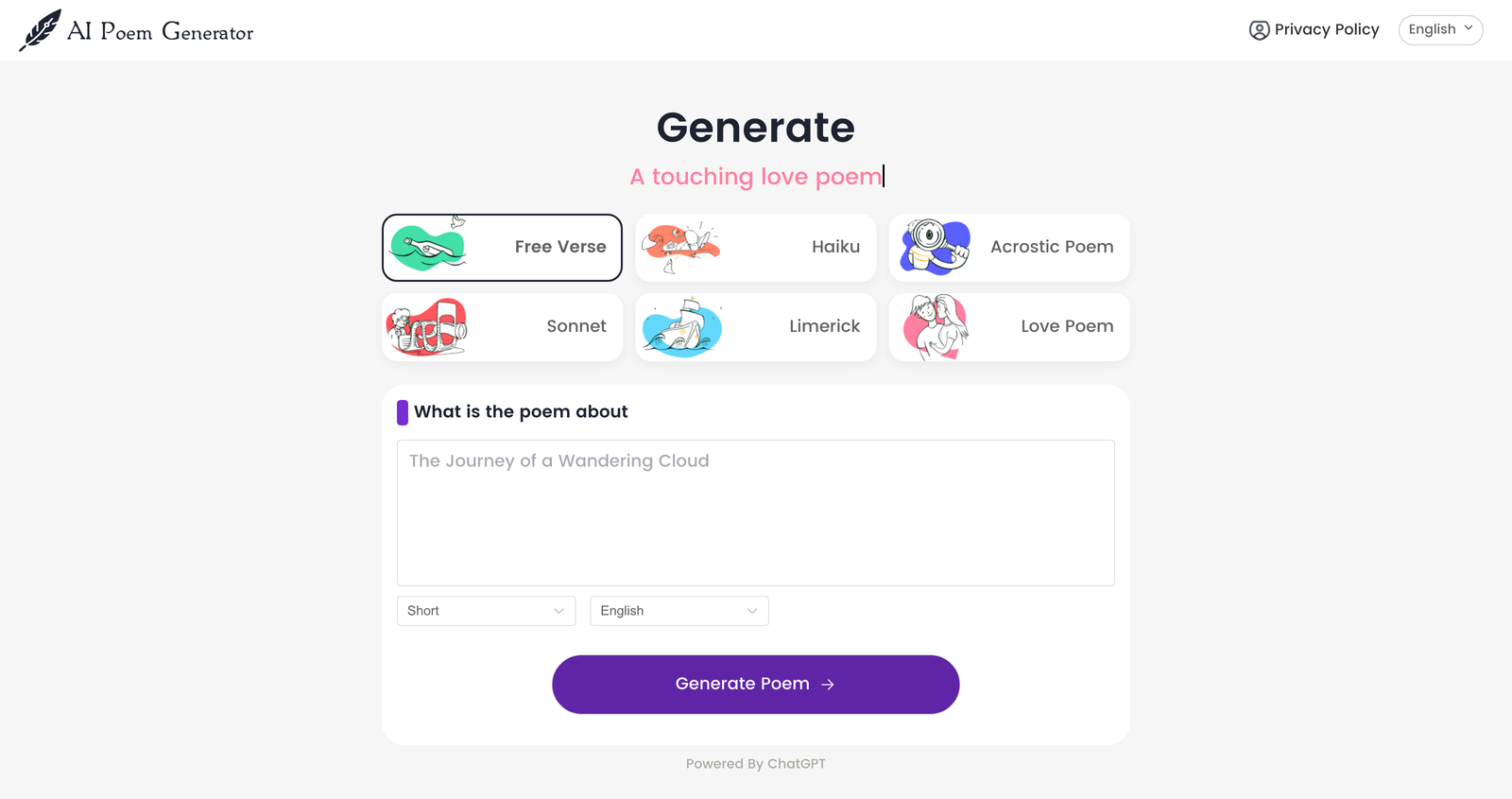 AI Poem Generator - Create a rhyming poem with free AI poem generator ...