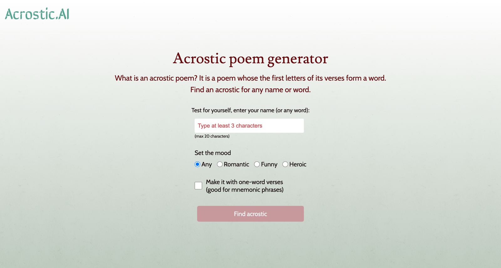 Acrostic poem generator - code.market