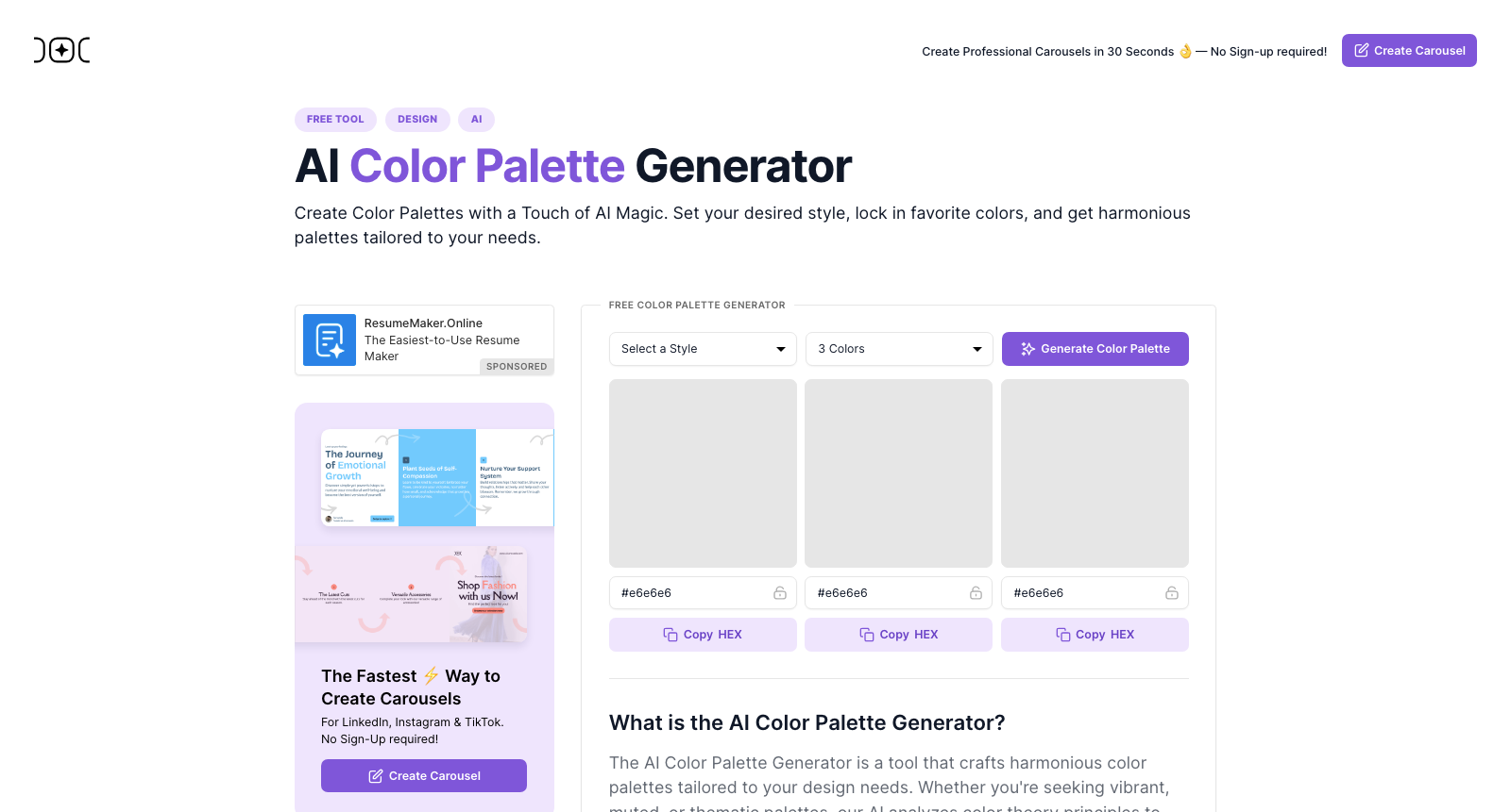 Free Carousel Maker & Generator | aiCarousels.com - code.market