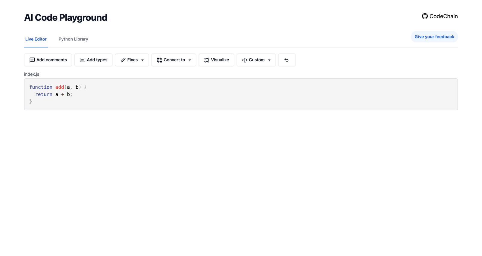 AI Code Playground - code.market