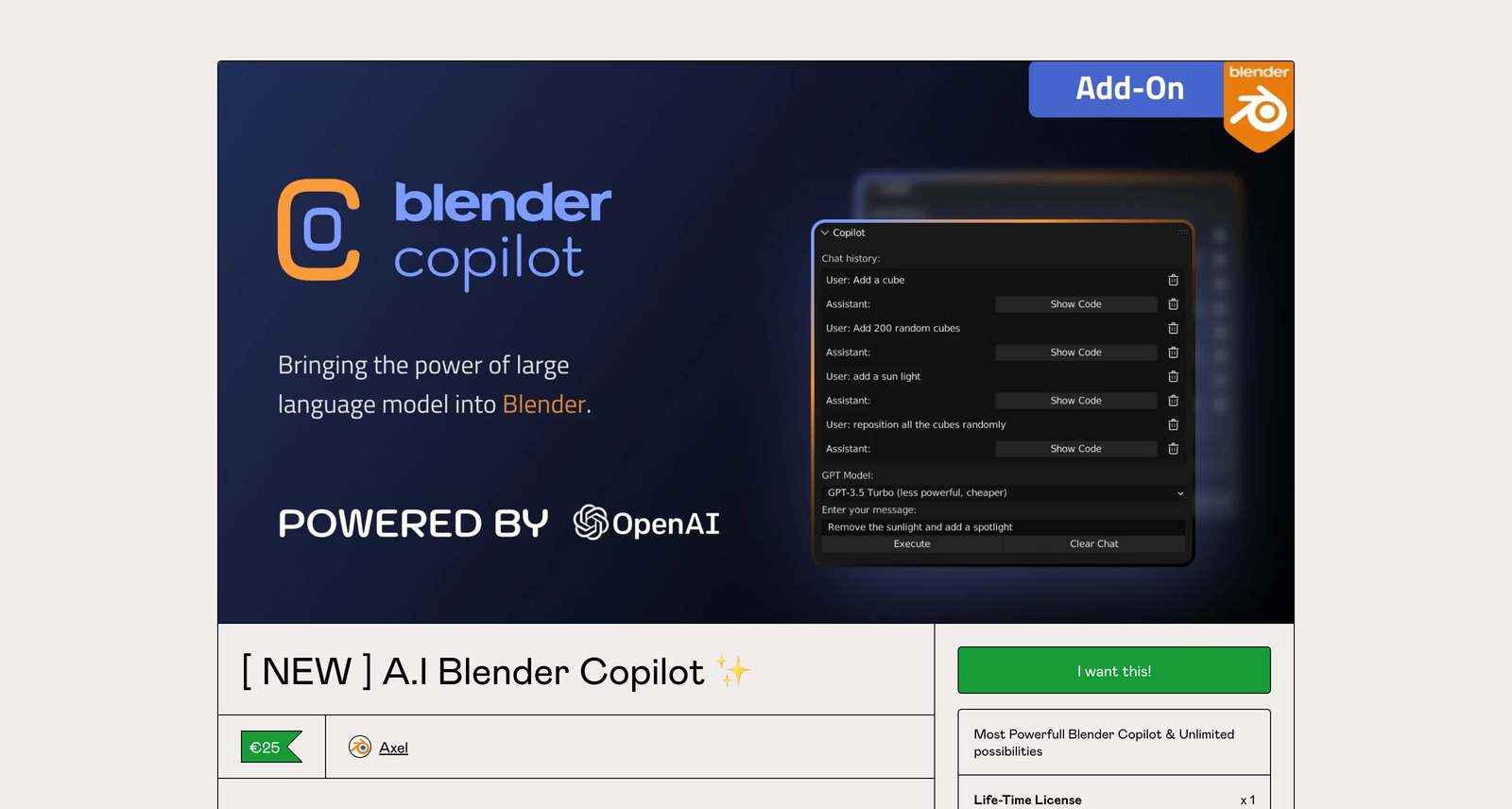 [ NEW ] A.I Blender Copilot - code.market