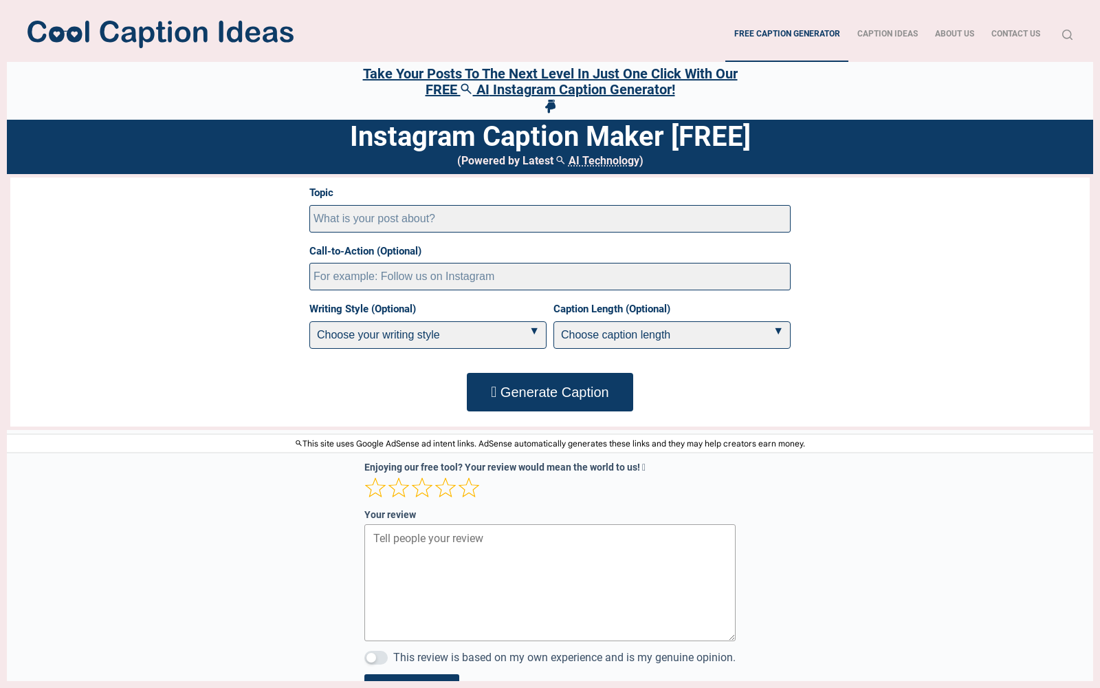 FREE AI Instagram Caption Generator Tool (No Login Required) - code.market