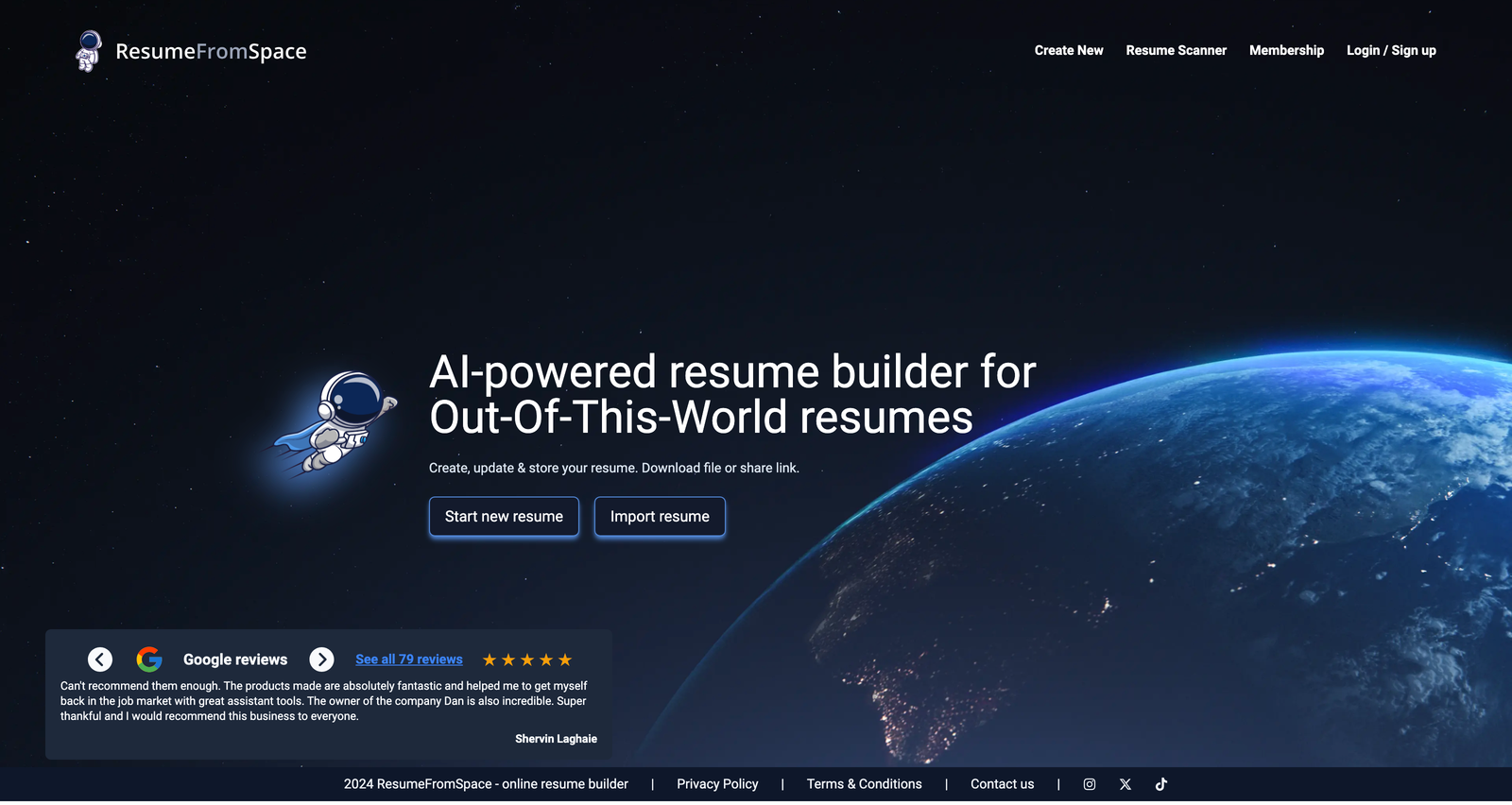 ResumeFromSpace - AI-powered resume builder - code.market
