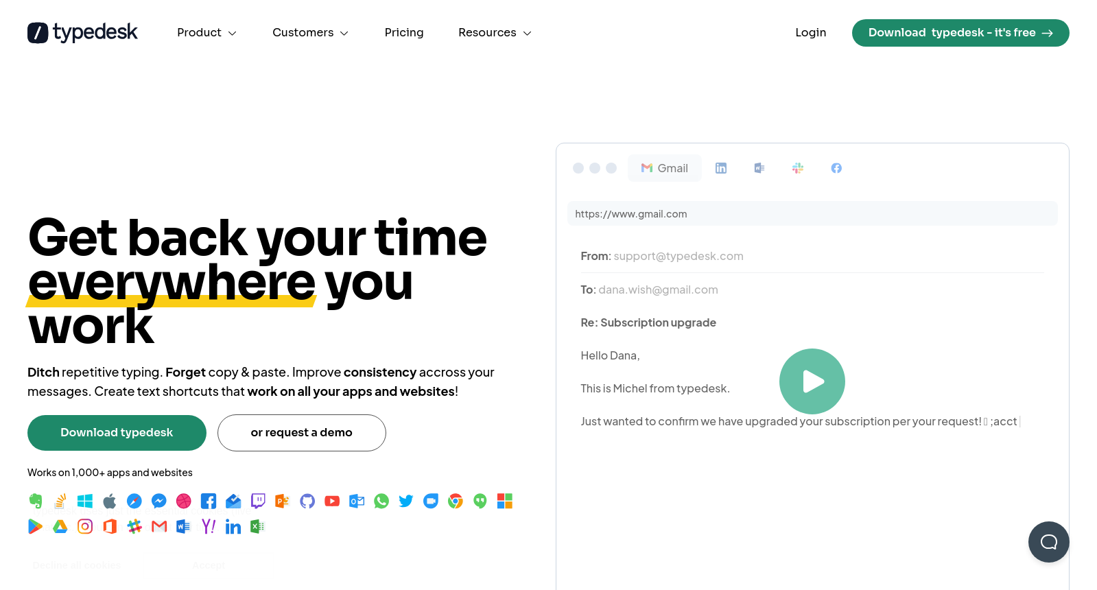 Text Expander & Keyboard Automation App - typedesk - code.market