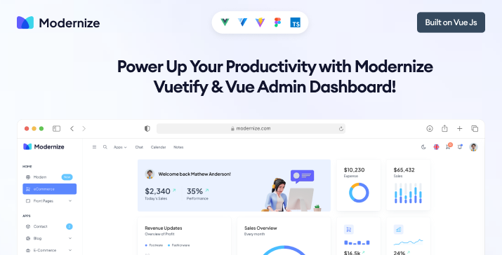 Modernize Vuejs Admin Dashboard Template - code.market